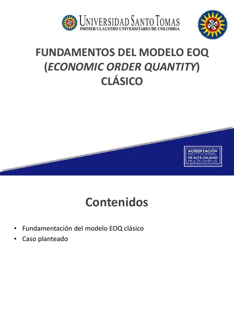 2d. Fundamentos Del Modelo EOQ Clásico | PDF | Inventario | Contabilidad financiera
