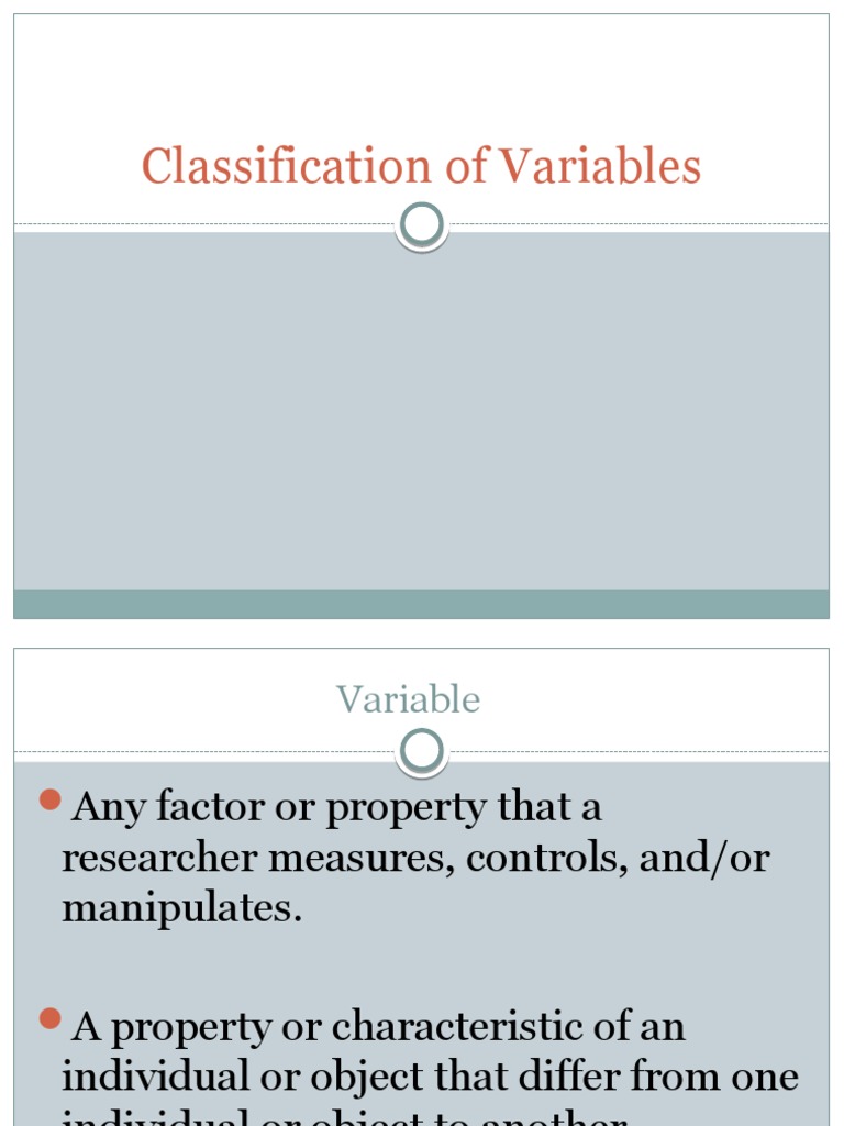 2 Classification of Variables | PDF | Dependent And Independent Variables | Categorical Variable