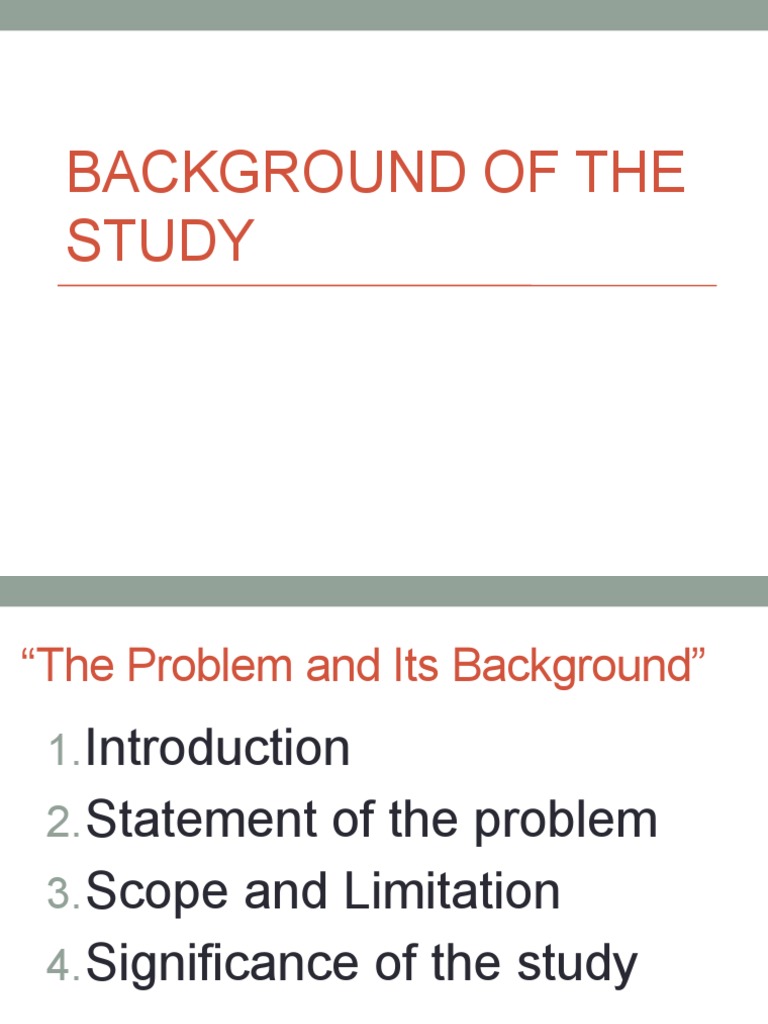 Research Problem Background Overview | PDF | Career & Growth