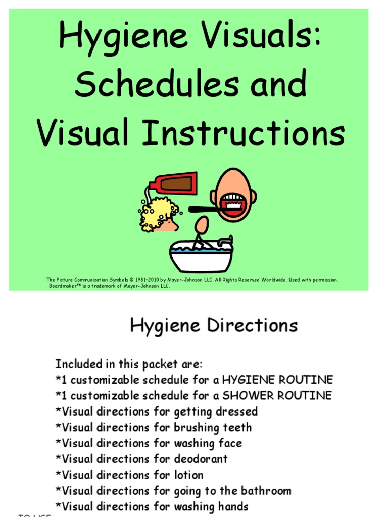 Hygiene Visuals: Schedules and Visual Instructions | PDF | Toothbrush ...