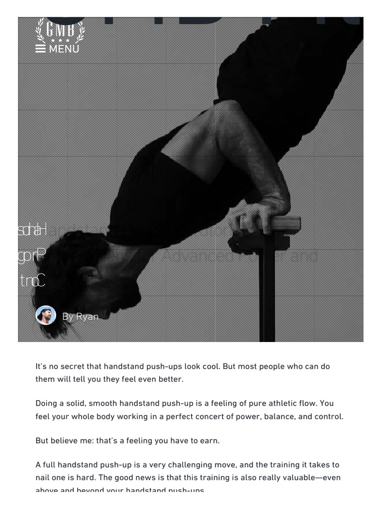 Handstand Push Up Tutorial GMB Fitness | PDF | Human Anatomy | Human Body