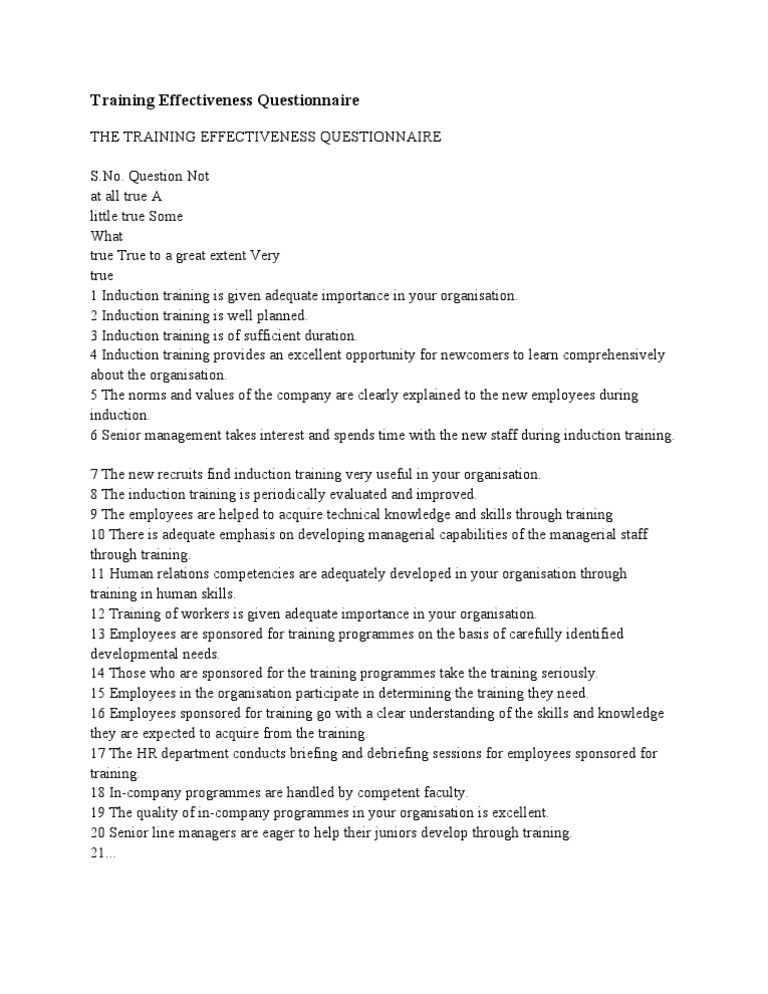 Training Effectiveness Assessment Tool | PDF | Career & Growth