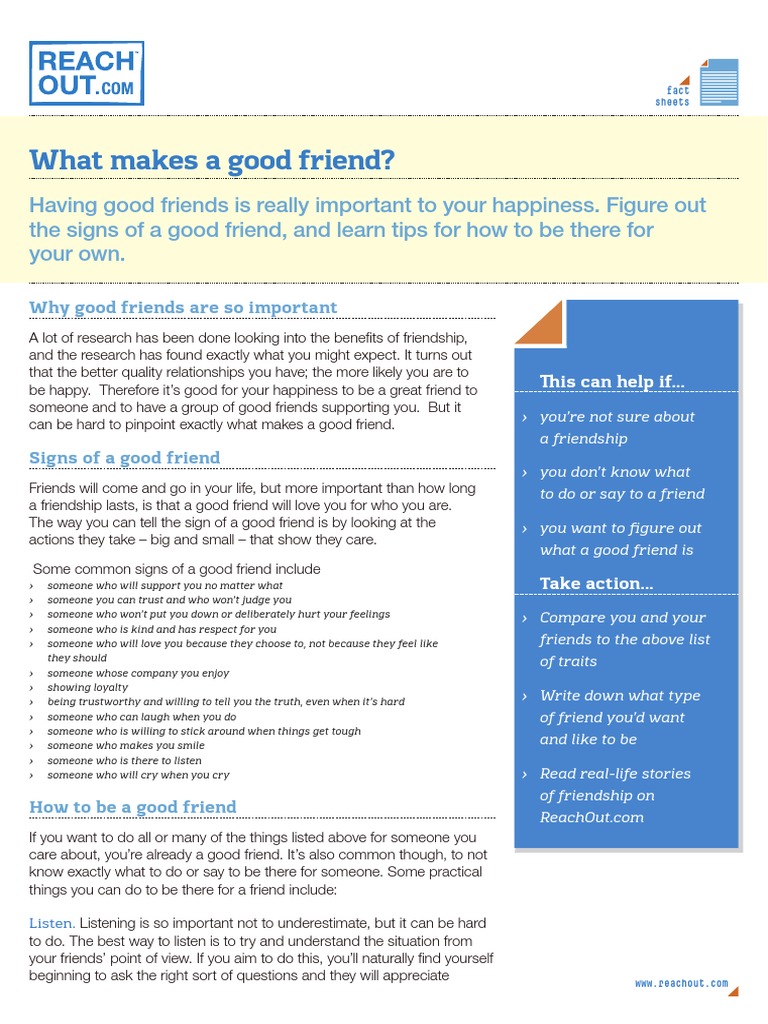 What Makes A Good Friend? | PDF | Friendship | Psychological Concepts