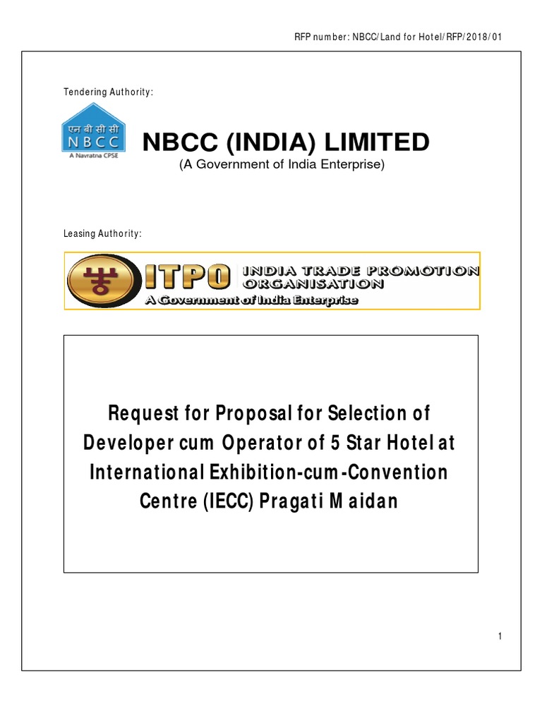 NBCC RFP Hotel ITPO FINAL PDF | PDF | Request For Proposal | Lease