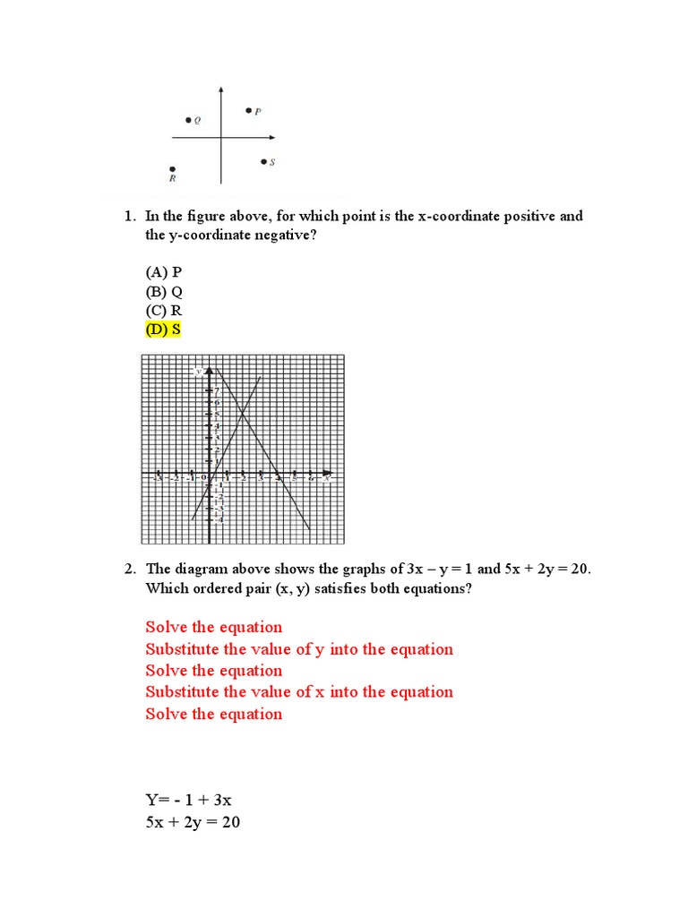 in The Figure Above, For Which Point Is The X-Coordinate Positive and ...