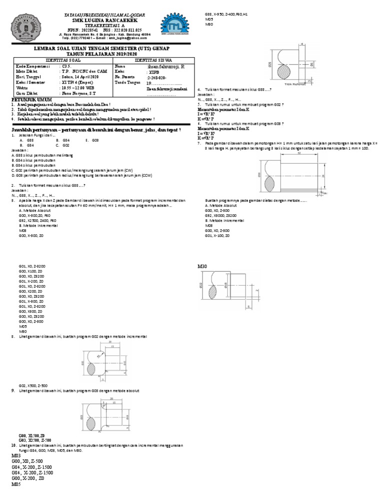 Soal Pts CNC Xitpb Ihsan F | PDF