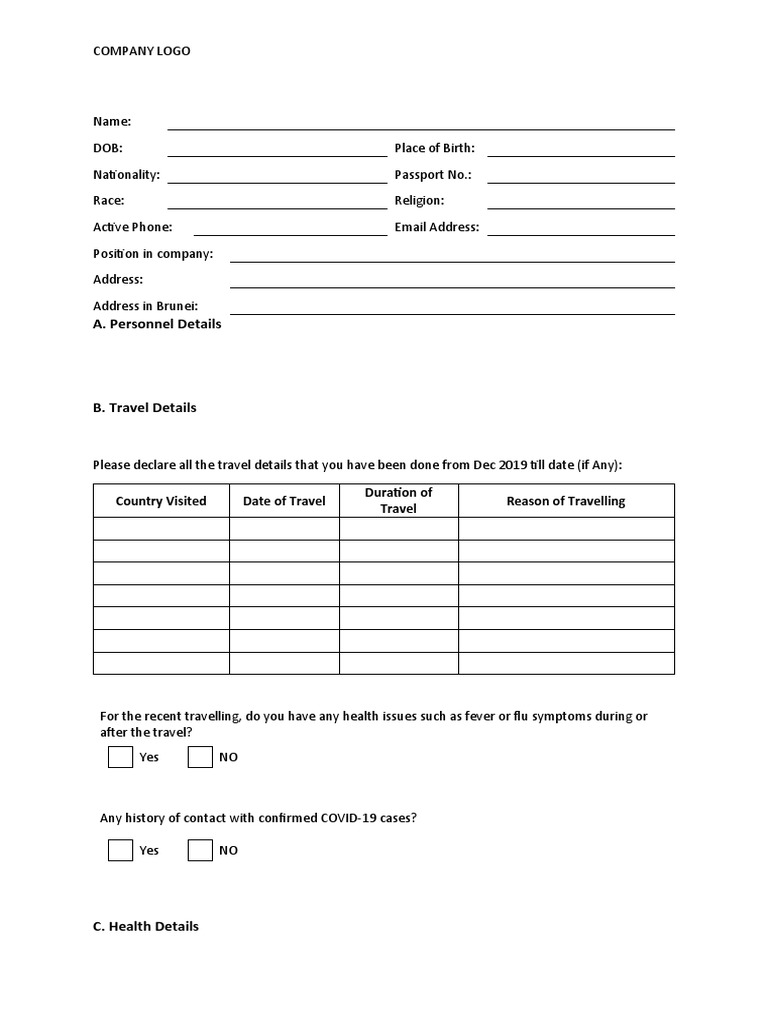 Personnel Declaration Form | PDF