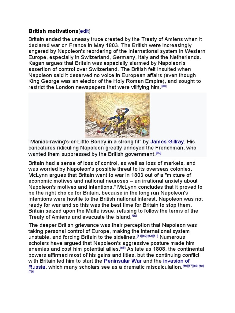 British Motivations in the Napoleonic Wars | PDF | Napoleonic Wars ...