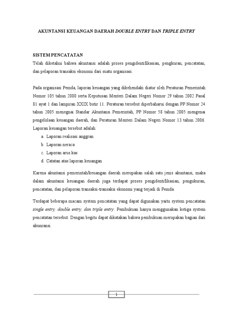 Akuntansi Keuangan Daerah: Double & Triple Entry | PDF | Bisnis | Ilmu ...