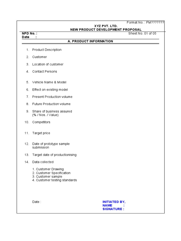 New Product Development Format | PDF | New Product Development ...