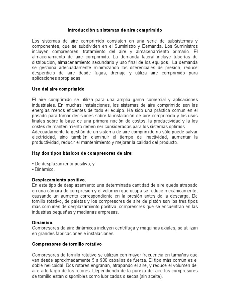 Introducción A Sistemas de Aire Comprimido | PDF | Tornillo | Engranaje