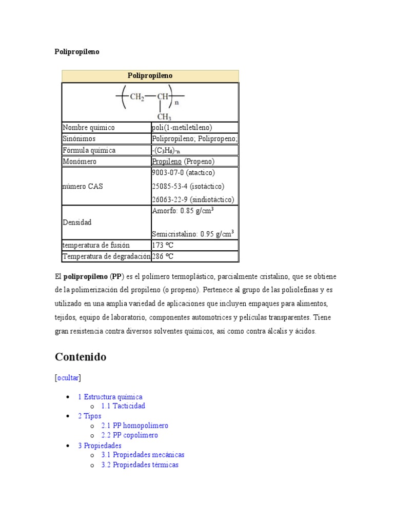 Polipropilem | PDF | El plastico | Materiales