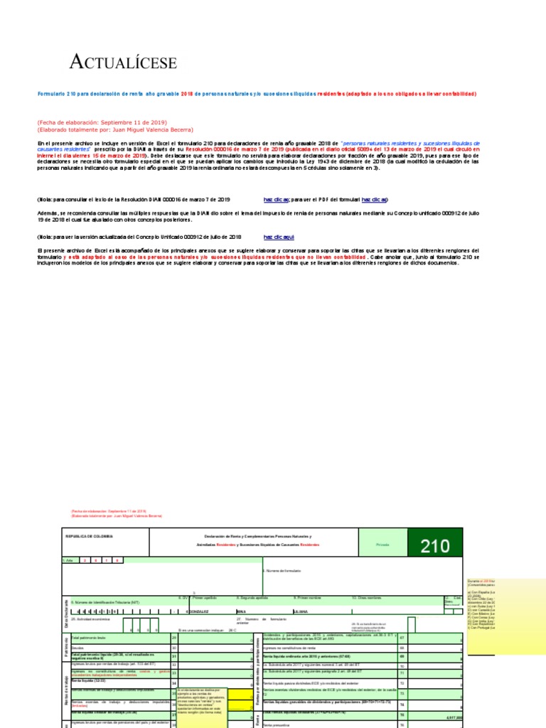 Formulario 210 Renta Natural | PDF | Impuesto sobre la renta | Impuestos
