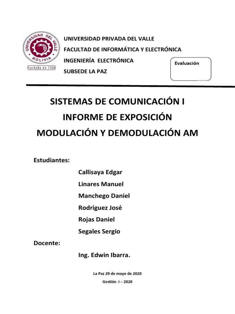 Informe Modulacion y Demodulacion AM | PDF | Modulación | Modulación de frecuencia