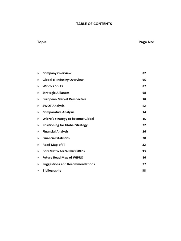 Project Report On Wipro 1 1 | PDF