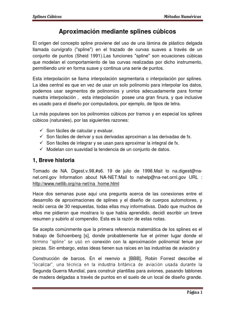Aproximacion Mediante Splines Cubicos ...