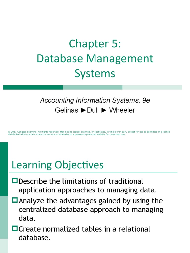 Database Management Systems: Accounting Information Systems, 9e | PDF | Databases | Relational Model