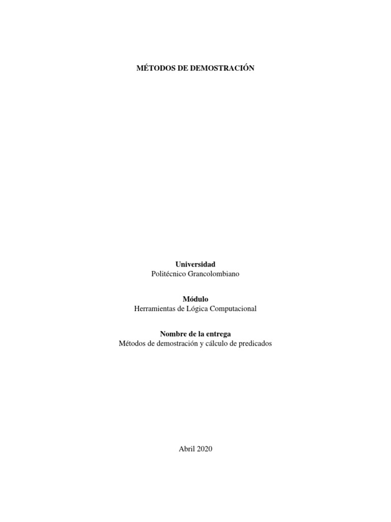 Métodos de Demostración en Lógica | PDF | Prueba matemática | Sintaxis ...