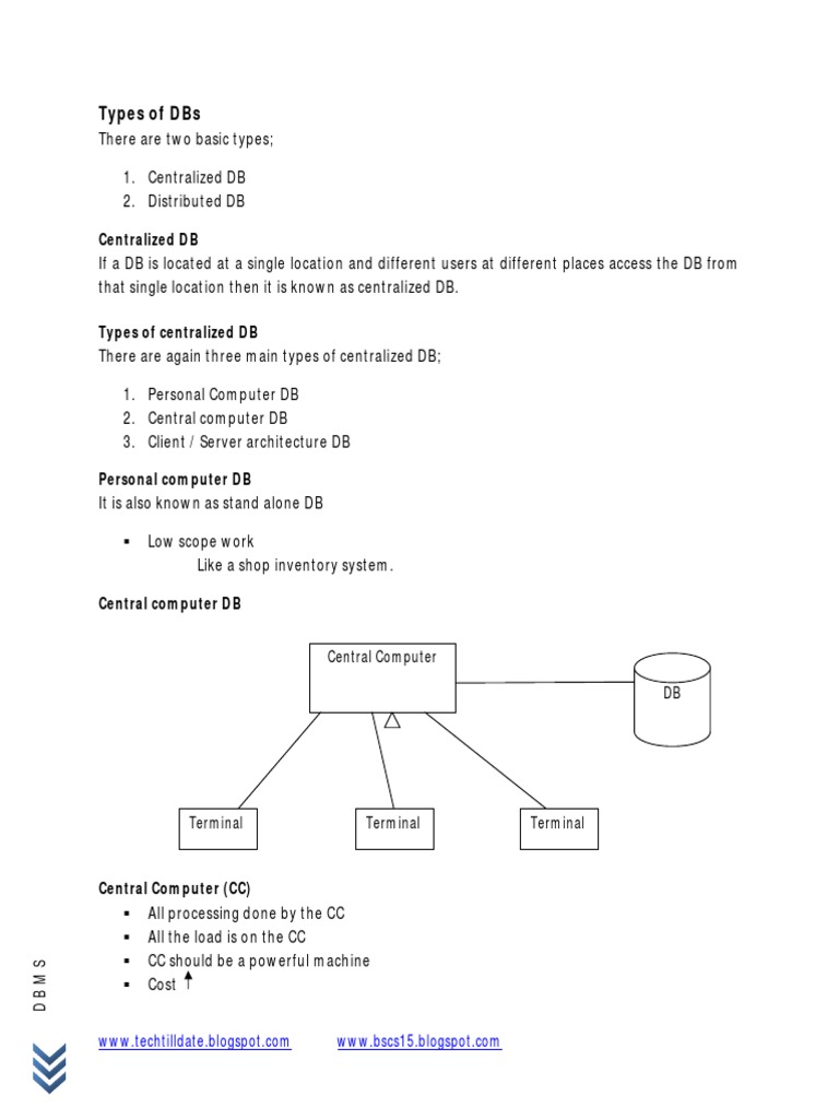 Types of DBS: Centralized DB | PDF | Computer Terminal | Client–Server ...
