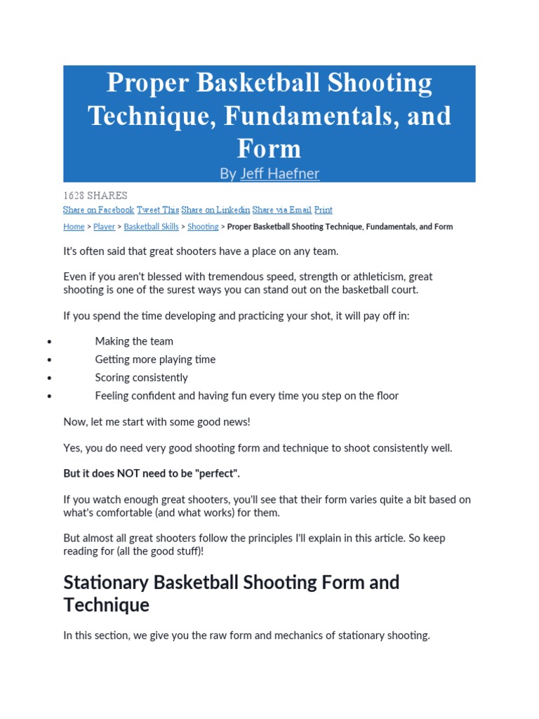 Proper Basketball Shooting Techniques | PDF | Shooting | Hand