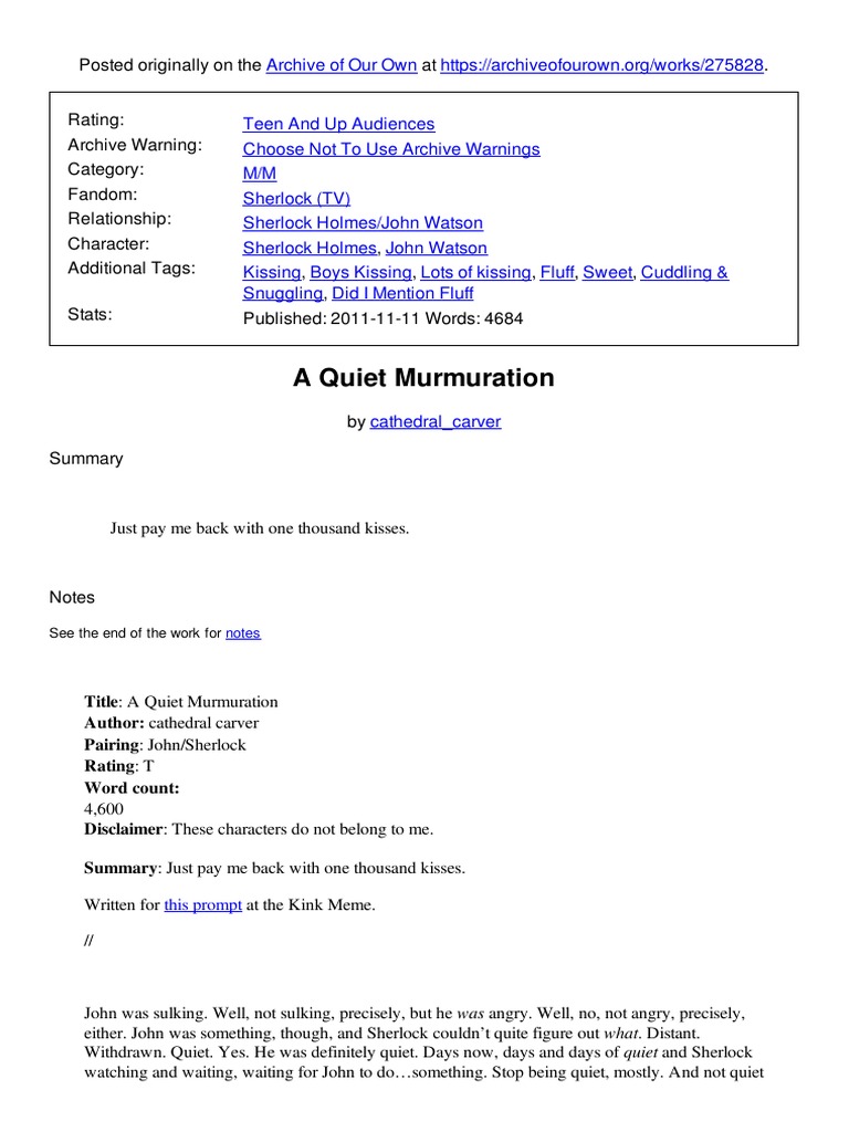 A Quiet Murmuration | PDF | Dr. Watson