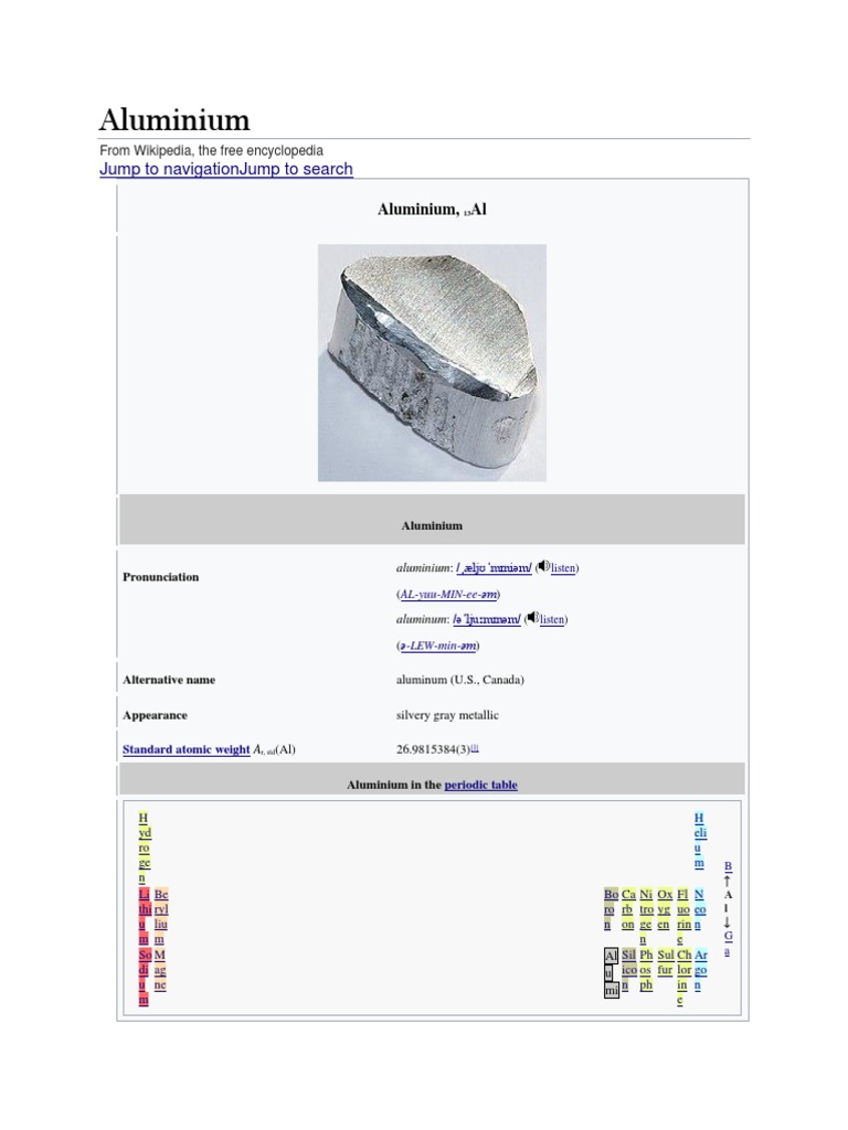 Aluminium - Wiki | PDF | Aluminium | Aluminium Oxide