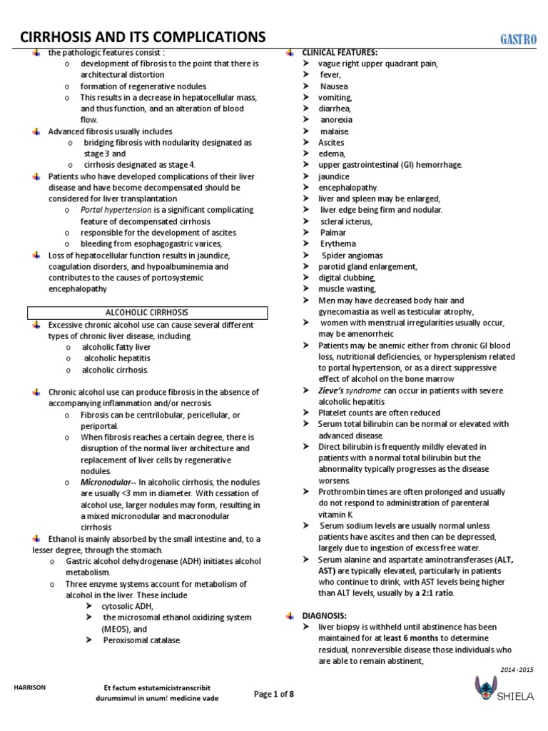 Cirrhosis and Its Complications: Gastro | PDF | Cirrhosis | Hepatitis