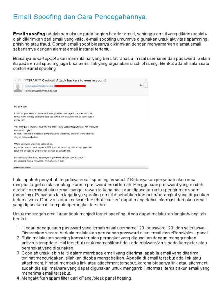 Email Spoofing Dan Cara Pencegahannya | PDF