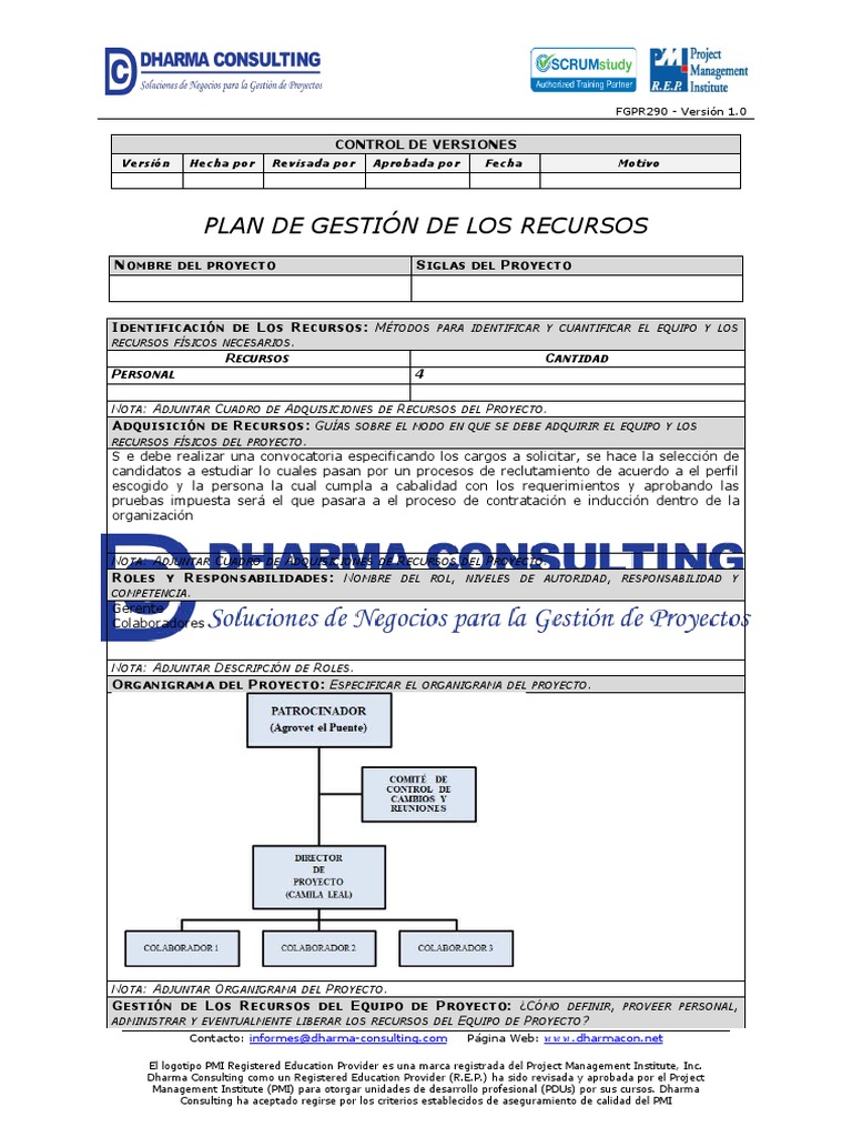 Plan de Gesti N de Los Recursos | Descargar gratis PDF | Gestión de proyectos | Business