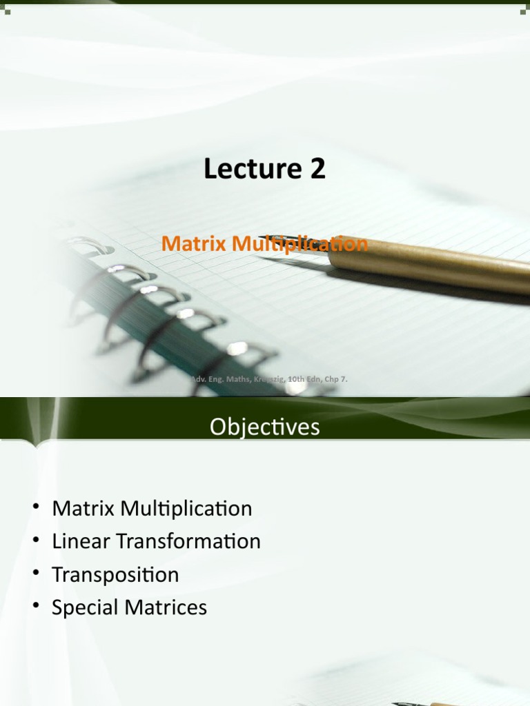 MC203 - Lecture2 (Tue) | PDF | Matrix (Mathematics) | Operator Theory
