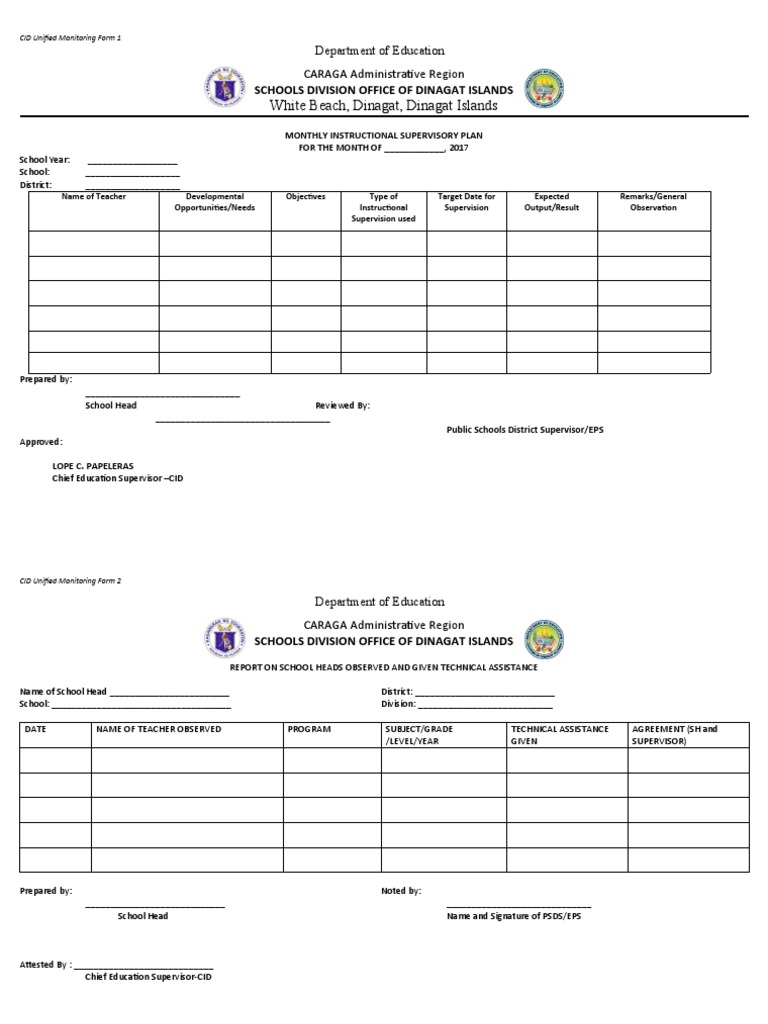 Dinagat Islands Education Monitoring Forms | PDF | Cognition | Behavior ...