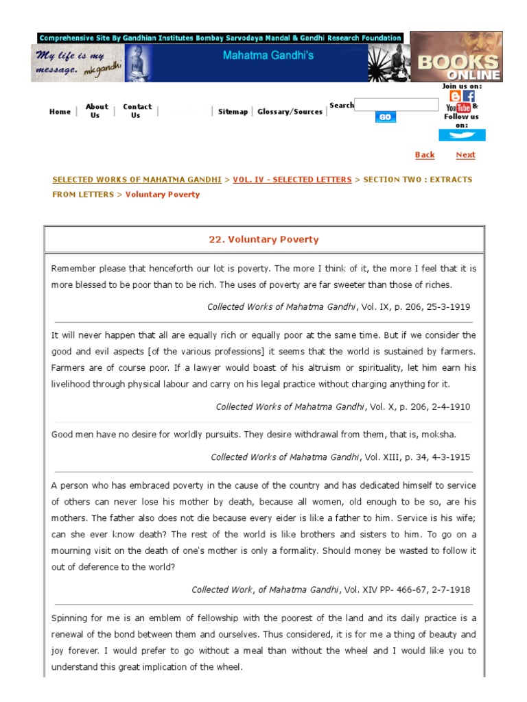 Voluntary Poverty - Selected Letters | PDF