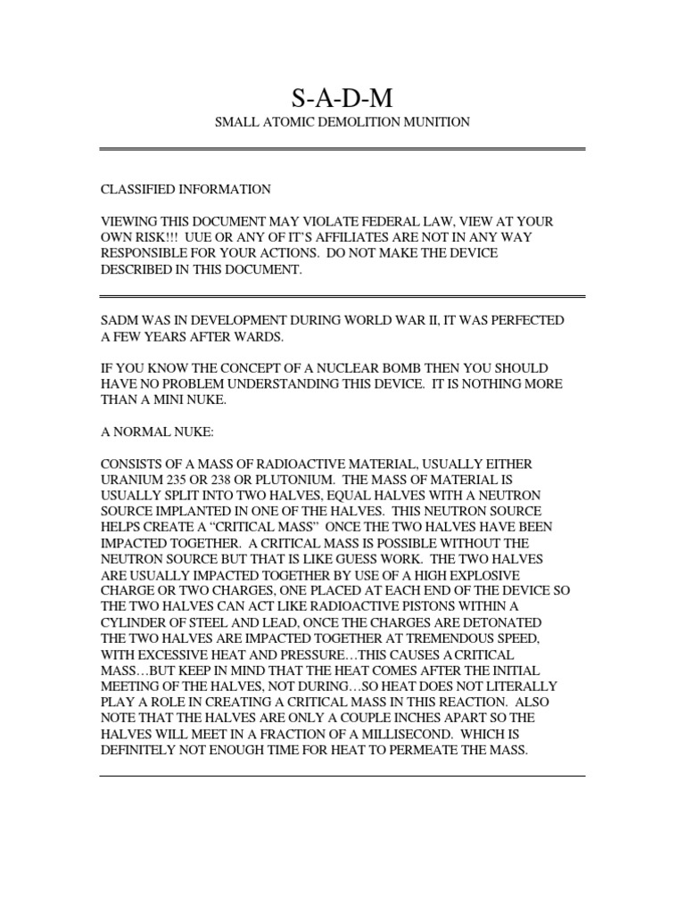 Sadm PDF | PDF | Nuclear Weapons | Nuclear Energy
