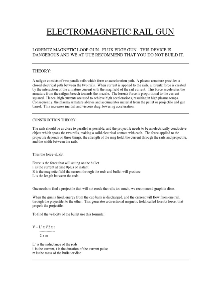Electromagnetic Rail Gun | PDF | Force | Physics