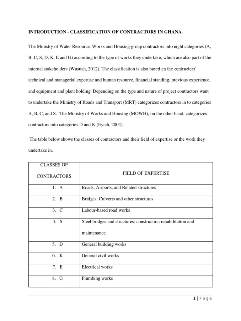 Contractor Classification PDF | PDF | Resource | Economies