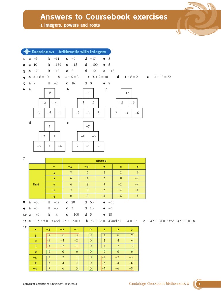 Answers To Coursebook Mathematics PDF | PDF | Triangle | Geometric Shapes