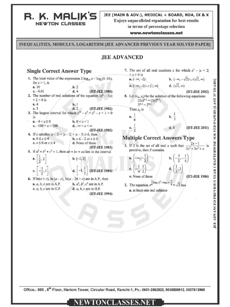 Inequalities, Modulus, Logarithm PDF | PDF