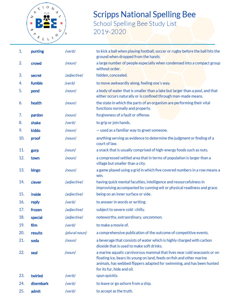 2020 SLSL Full List WC Defs PDF | PDF | Verb | Noun