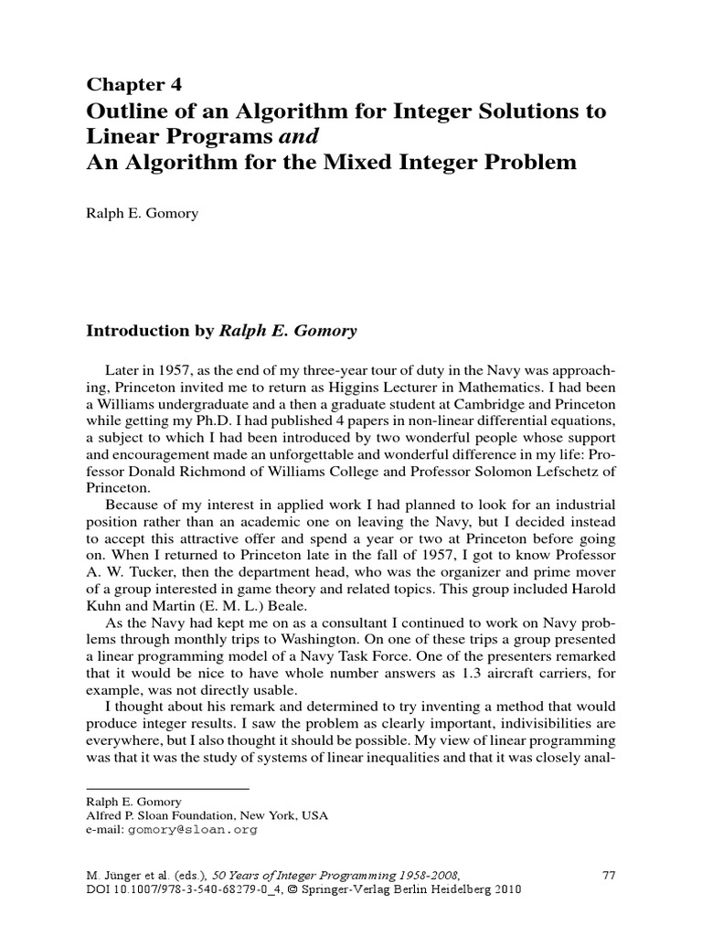 Gomory 2009 | PDF | Linear Programming | Algorithms