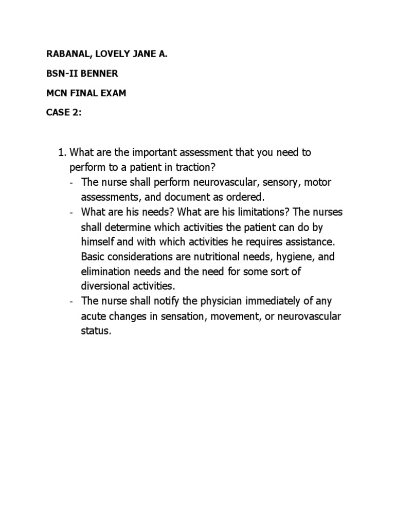 Rabanal, Lovely Jane A. Bsn-Ii Benner MCN Final Exam Case 2 | PDF | Epidemiology | Clinical Medicine