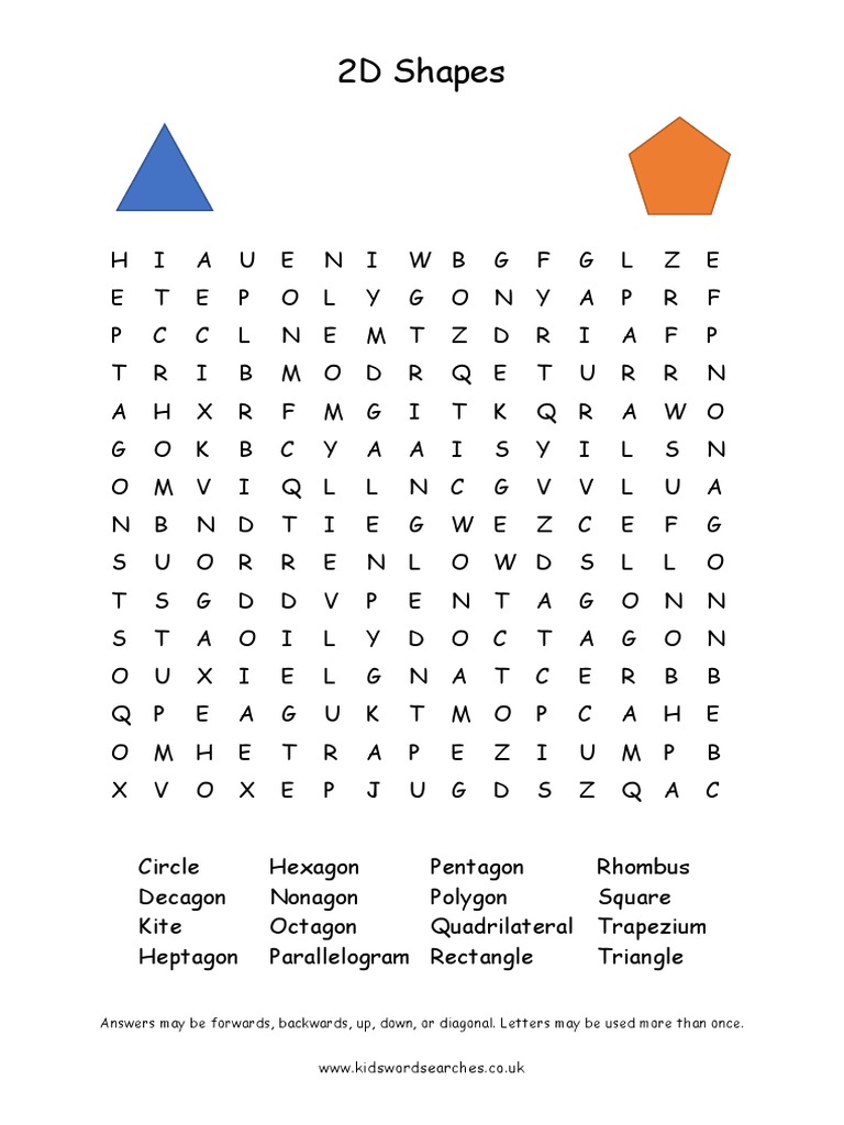 2D Shapes Wordsearch | PDF