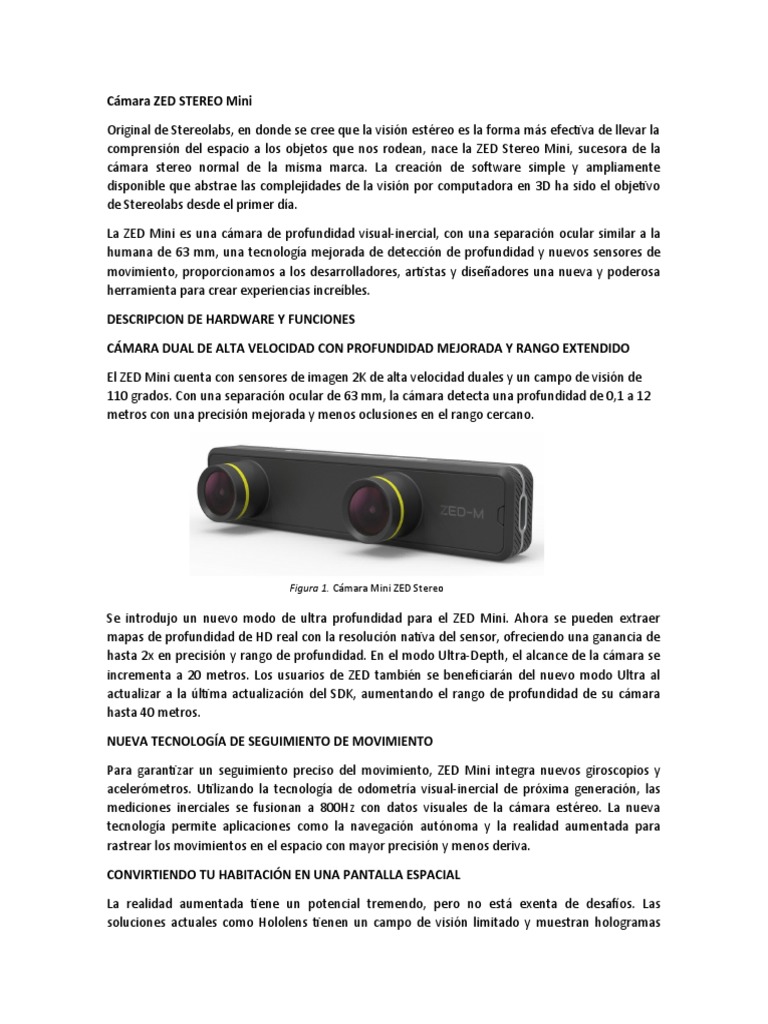 Cámara ZED STEREO Mini | PDF | Realidad virtual | Vídeo
