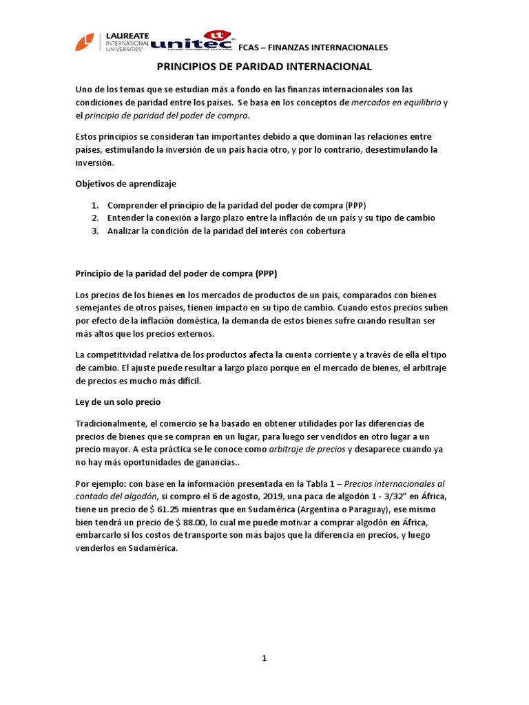 Condiciones de Paridad Internacional | PDF | Tipo de cambio | Interés