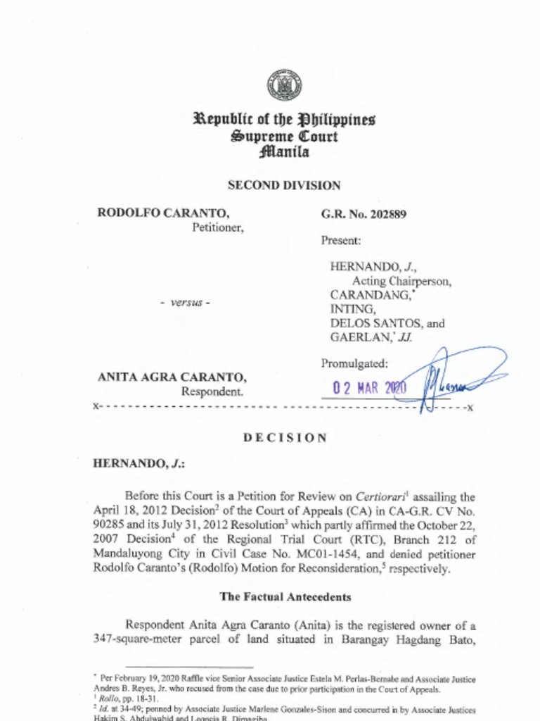 Caranto Vs Caranto | PDF | Evidence | Burden Of Proof (Law)