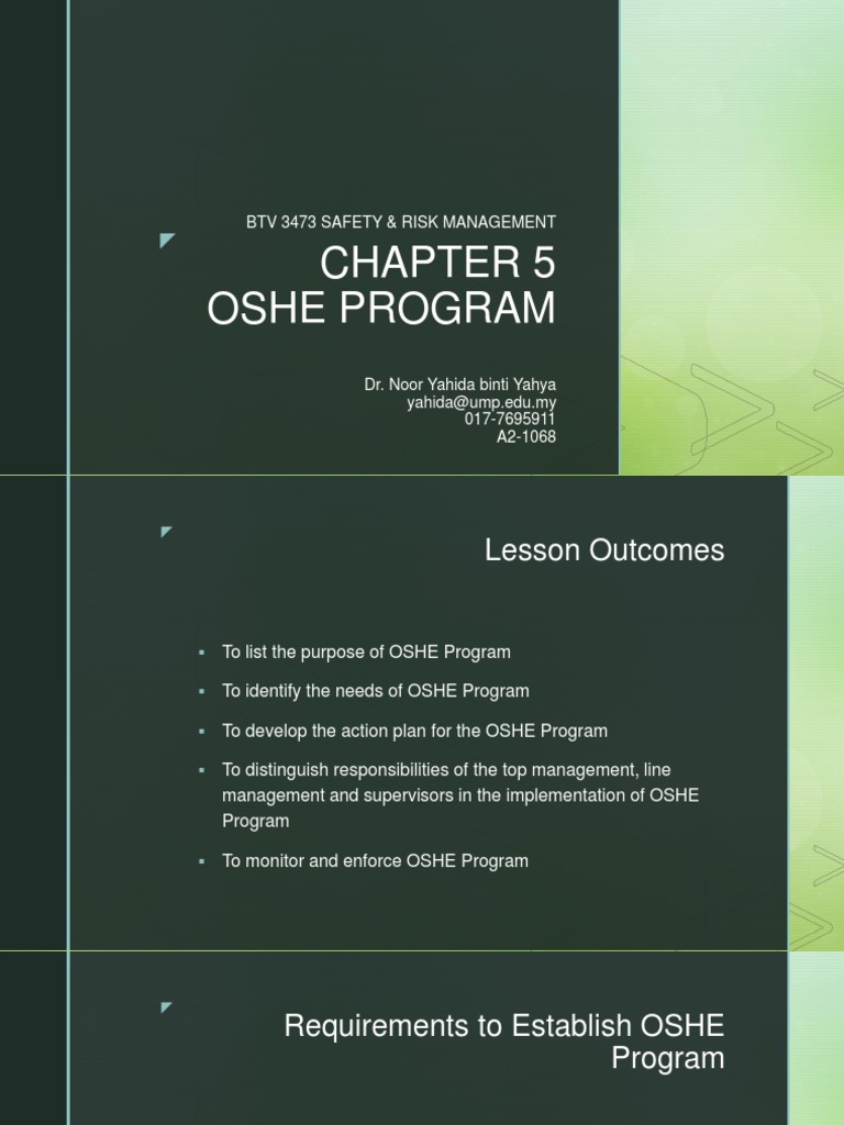 Chapter 5 - OSHE Program | PDF | Prevention | Occupational Safety And ...
