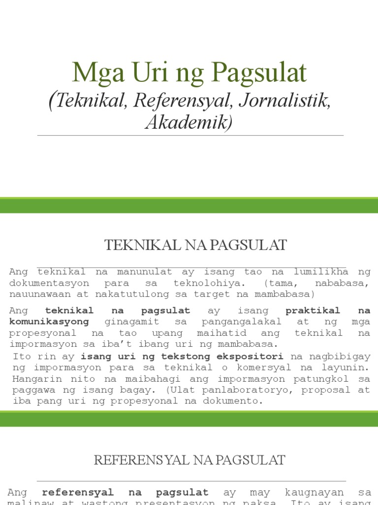 Mga Uri NG Pagsulat | PDF