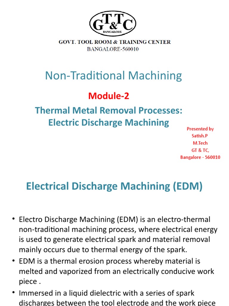 Non-Traditional Machining: Thermal Metal Removal Processes: Electric ...