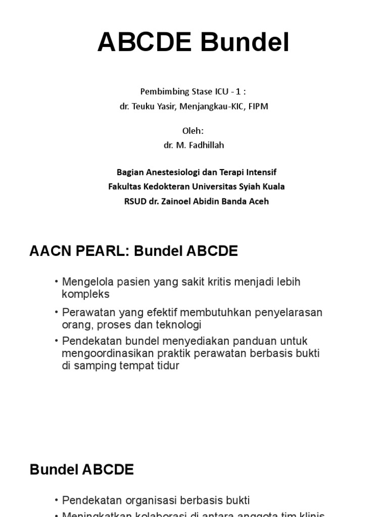 ABCDE Bundle ICU - Fadil - En.id | PDF