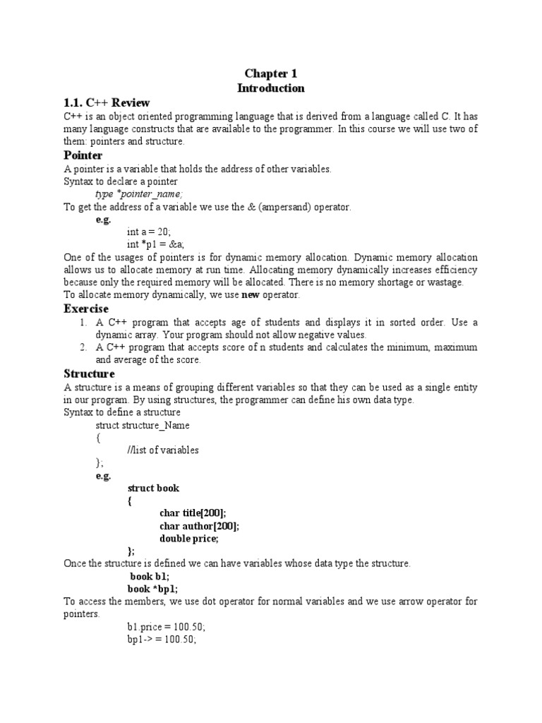 1.1. C++ Review: Type Pointer - Name | Download Free PDF ...