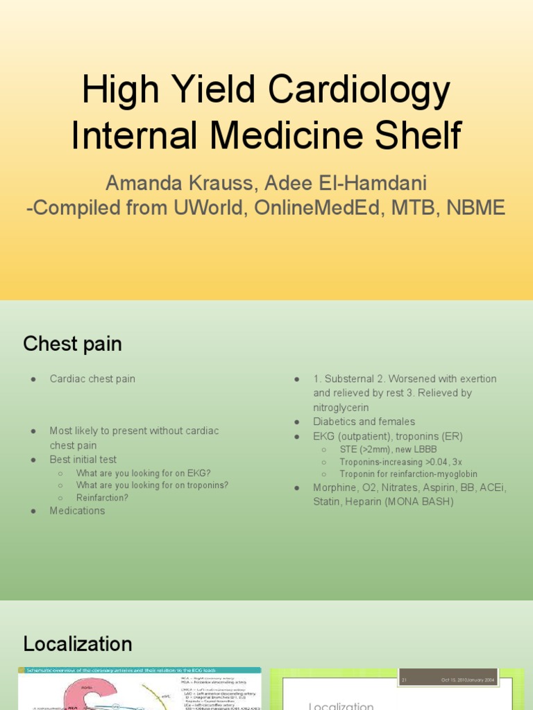 High Yield Cardiology Internal Medicine Shelf Pdf Pdf